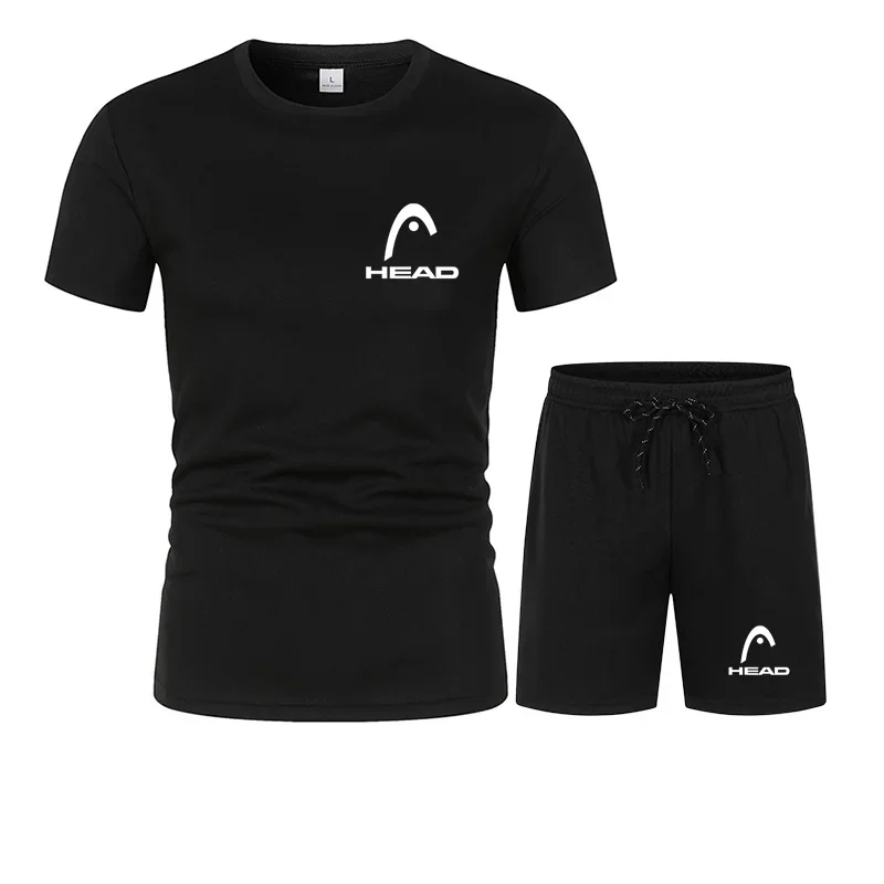 Summer Men 2 Piece Short Sleeve Shorts Fashion Breathable Sports Suit