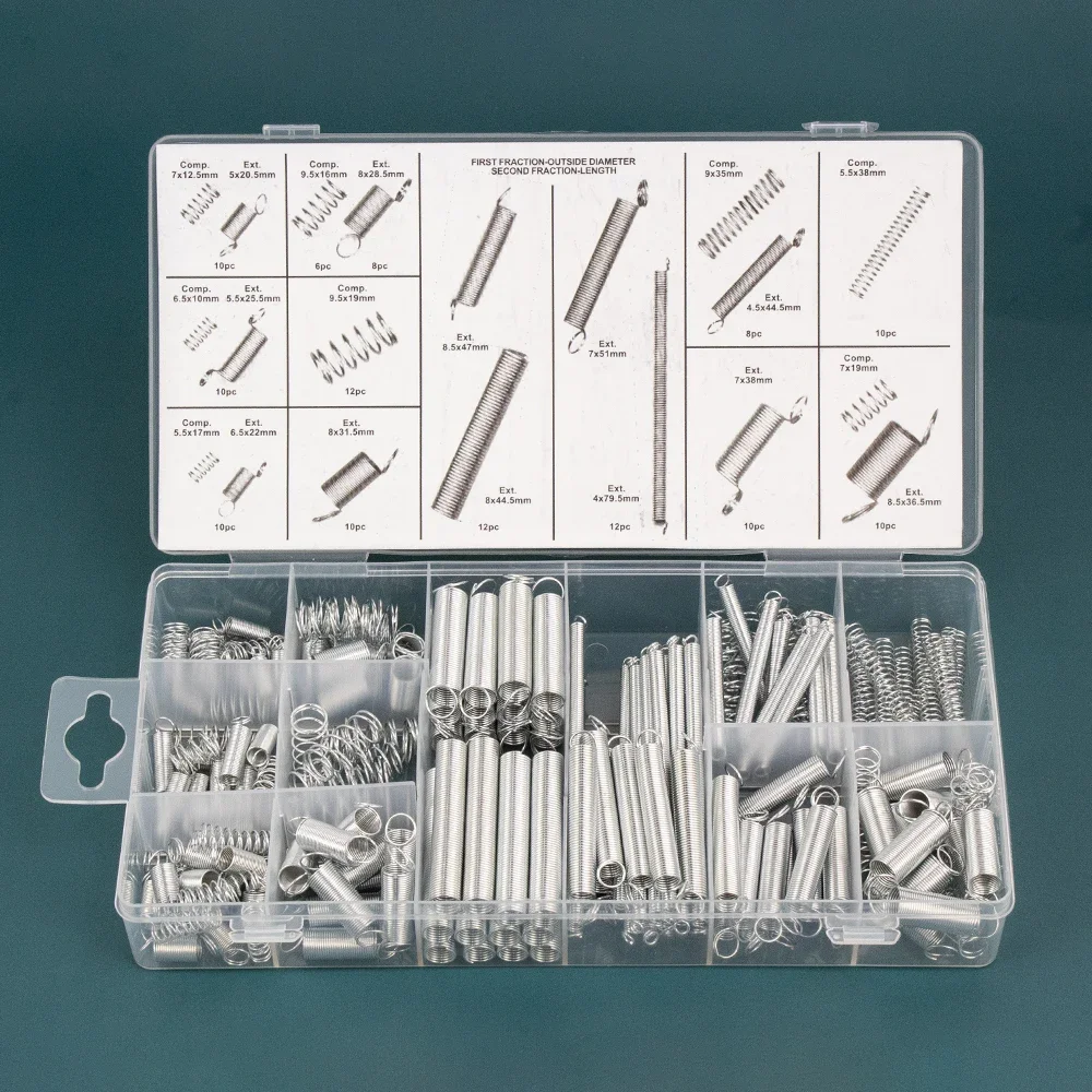 200Pcs-set-Spring-Assortment-Kit-20-Sizes-Galvanized-Steel-Compression ...