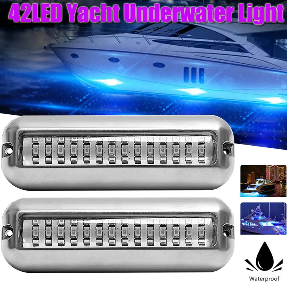2Pcs-42LED-Yacht-Underwater-Light-Stainless-Steel-Marine-Navigation ...