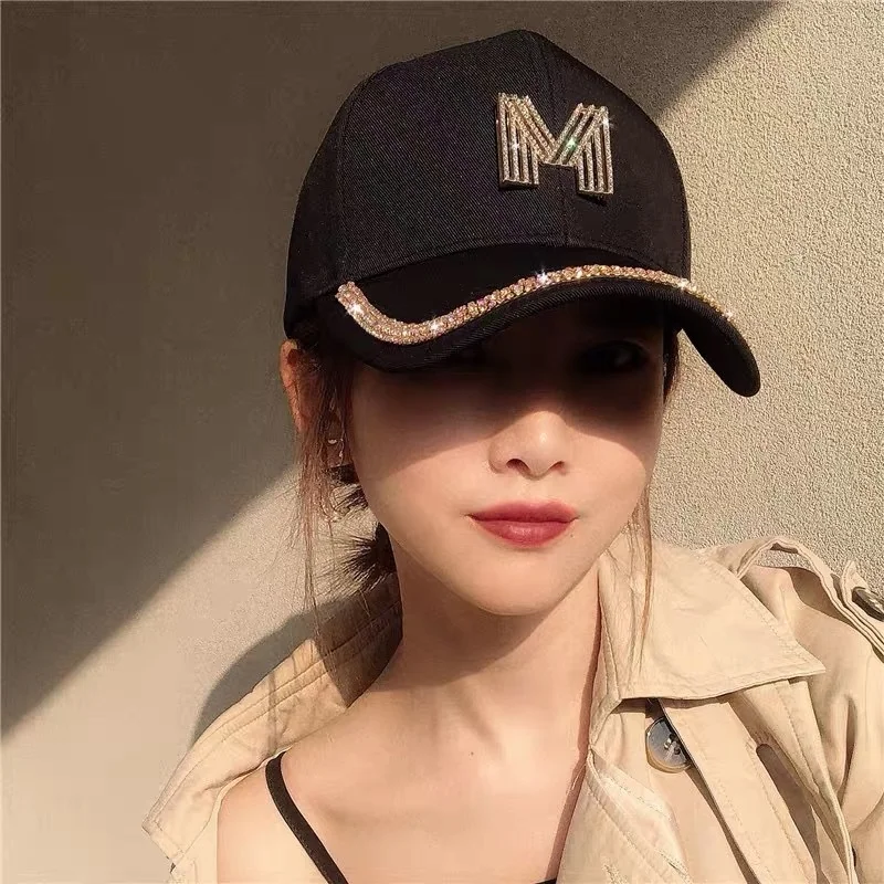 Gorra de béisbol ostentosa con letras M para mujer, gorras de moda con ...