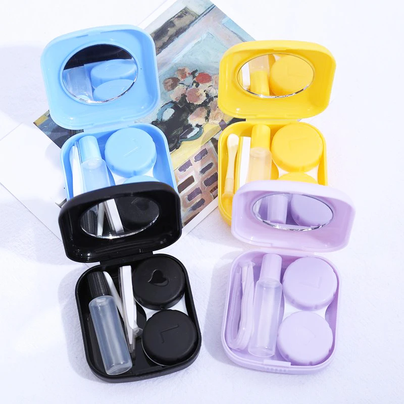 Macaron Color Eye Contact Lenses Cases Girl Black Purple Contacts Lens ...