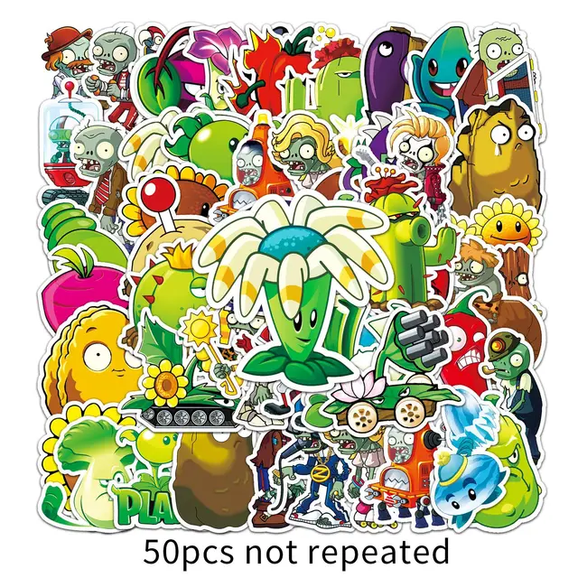 Pegatinas de juego Plants Vs. Zombies, 50 piezas, Maleta, Scooter ...
