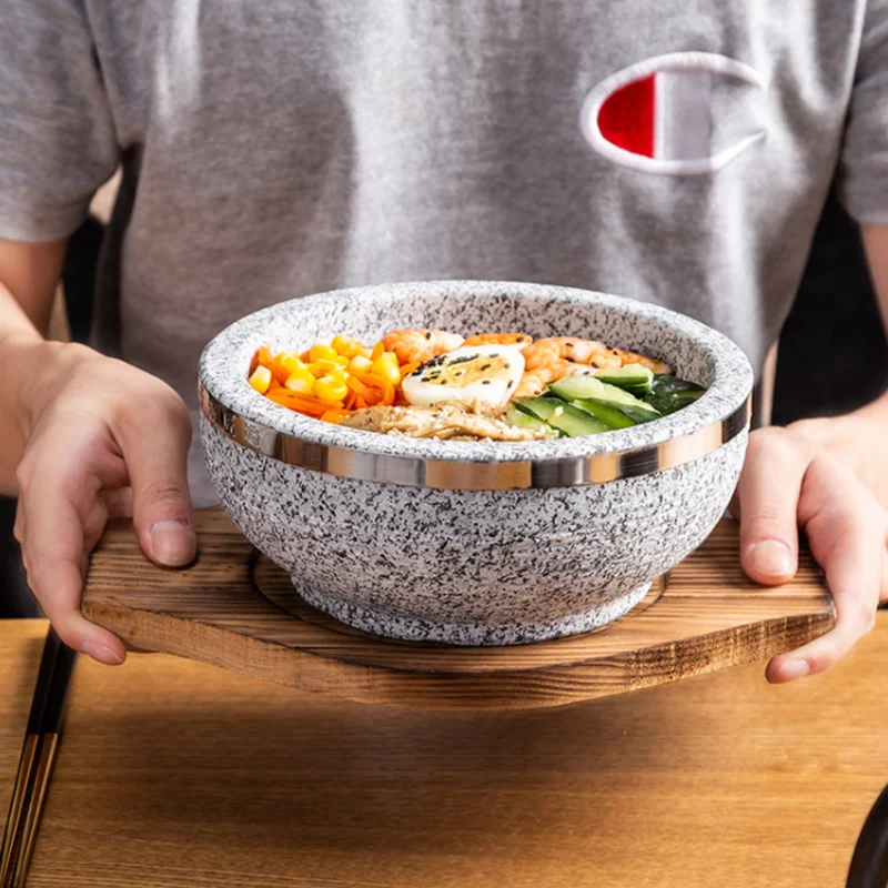 18CM-Korean-Dolsot-Stone-Bowl-Natural-Stone-Bibimbap-Bowl-With-Wooden ...