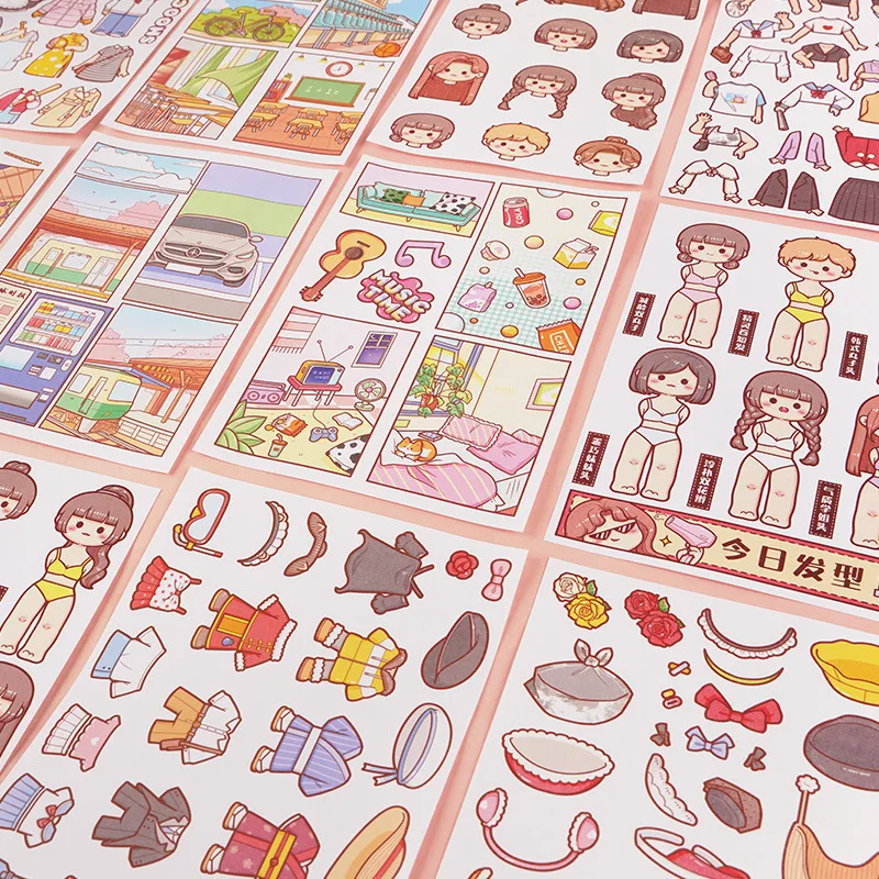 20pcs Cute tapioca Girl Variety wardrobe series Decorative Stickers ...