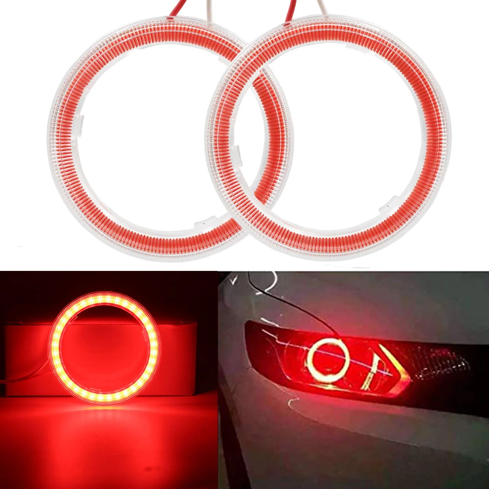 2pcs Cob Angel Eyes Led Car Halo Ring Lights 12v Red Headlight 60mm ...