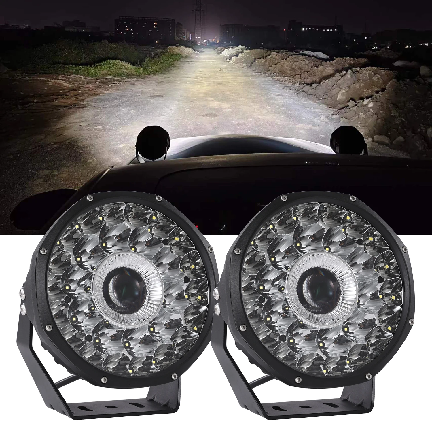 9-Inch-round-LED-LASER-Spotlights-Car-Driving-Light-Offroad-4x4-Truck ...