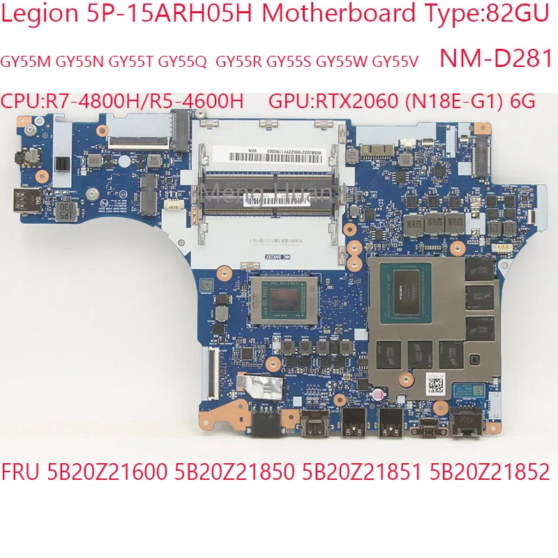 NM-D281 5P-15ARH05H Motherboard 5B20Z21600 5B20Z21850 5B20Z21851 ...