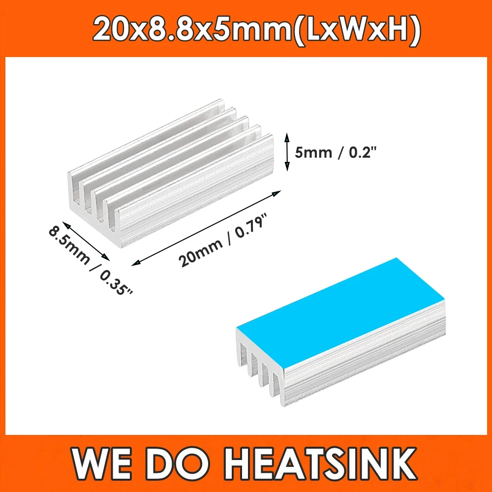 20x8.8x5mm Silver Aluminum Heatsink Cooler With Thermal Tape for ...