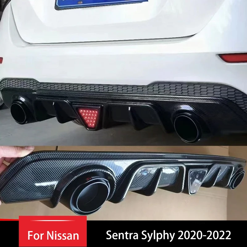 Rear-Bumper-Diffuser-Dual-Pipe-Decoration-with-Led-Lamp-for-Nissan ...