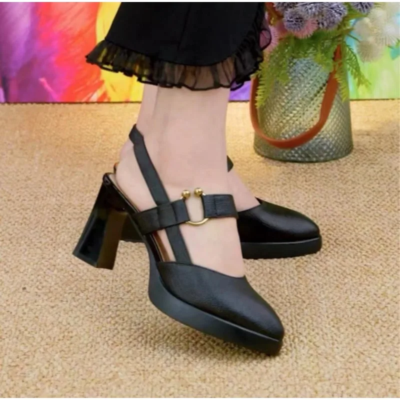 Summer-Back-Strap-High-Heels-Sandals-Women-Shoes-Thick-Heel-Slip-on ...