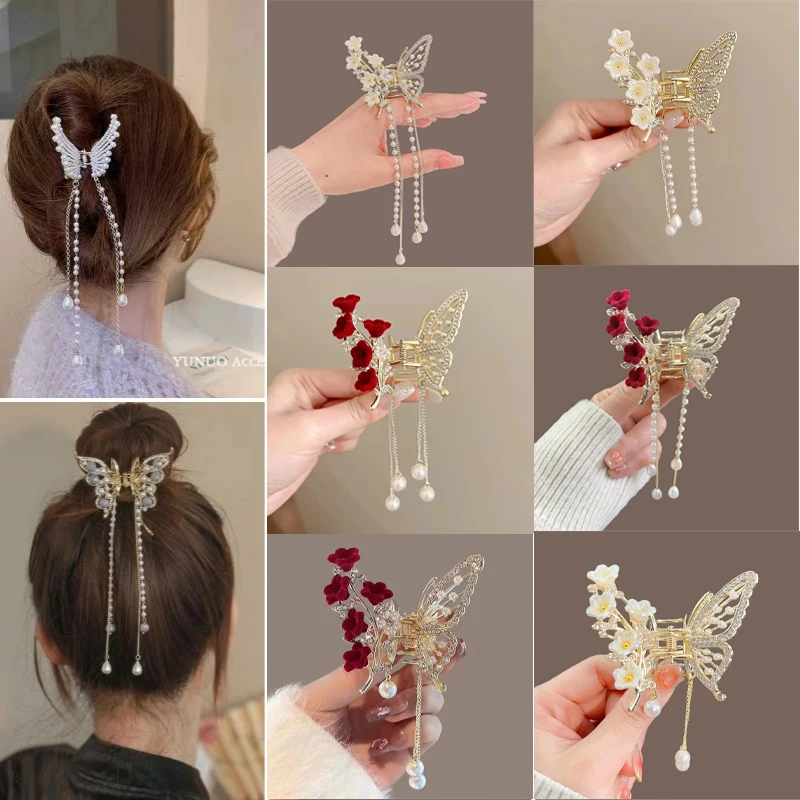 Women-s-Hair-Clip-Hollowed-Out-Water-Diamond-Butterfly-Hair-Clip-with ...