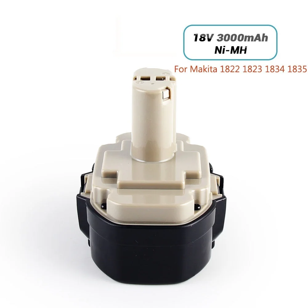 2023 18V 3000mAh Ni MH Replacement Battery for Makita 1822 1823 1834 1835 192827 3 192829 9 ...