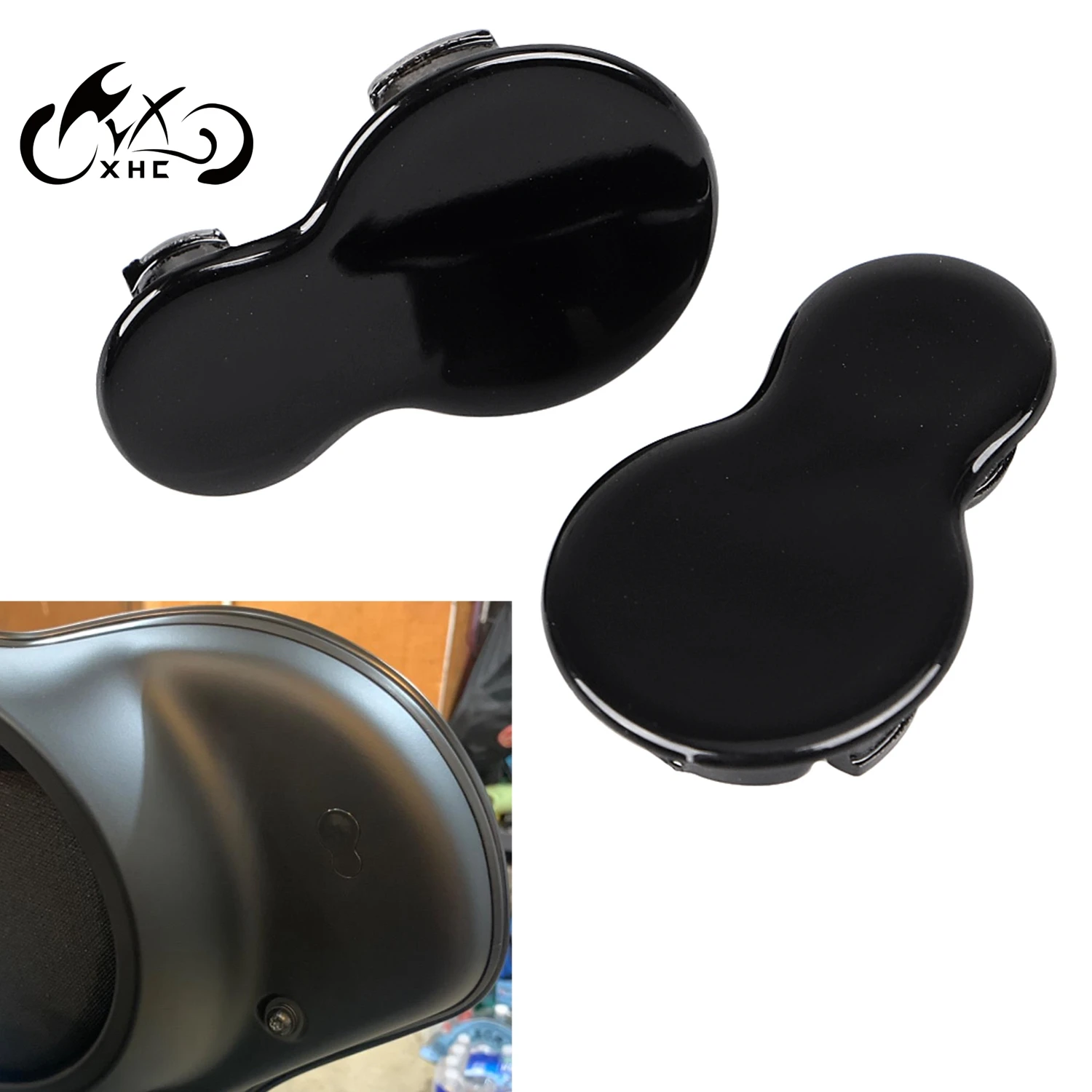 Motorcycle Black Front Fairing Mirror Hole Plugs Fit For Harley 2014 ...