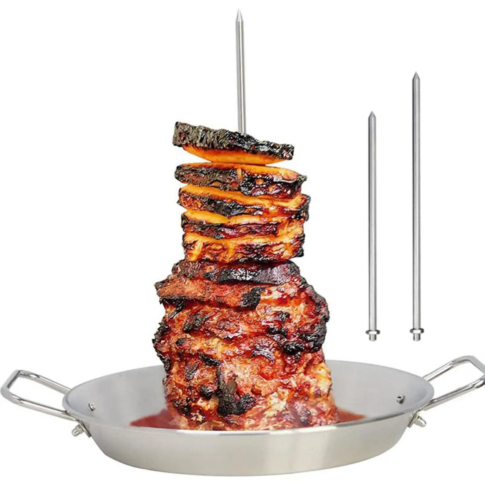 Vertical-Skewer-Grilling-BBQ-Rack-Heavy-Duty-Roasting-Drip-Pan-Chicken ...
