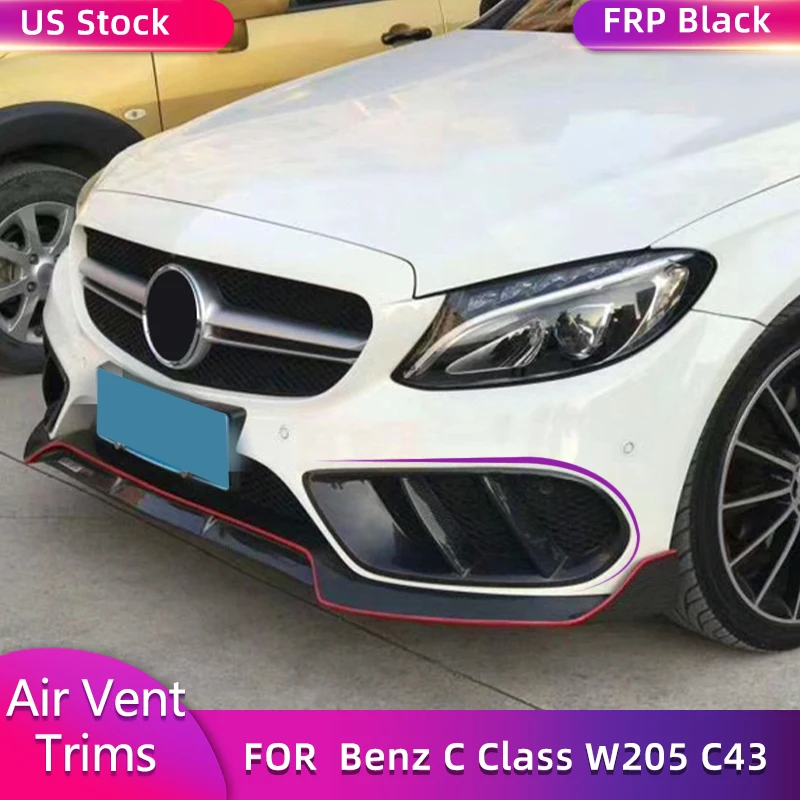 for Mercedes Benz C Class W205 Sport C43 AMG 2015-2018 Gloss Black FRP ...