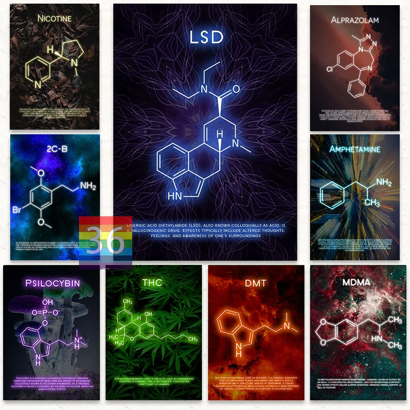 CHEMICAL-FORMULA-Abstract-Poster-Canvas-Printing-Drug-Molecules-Wall ...