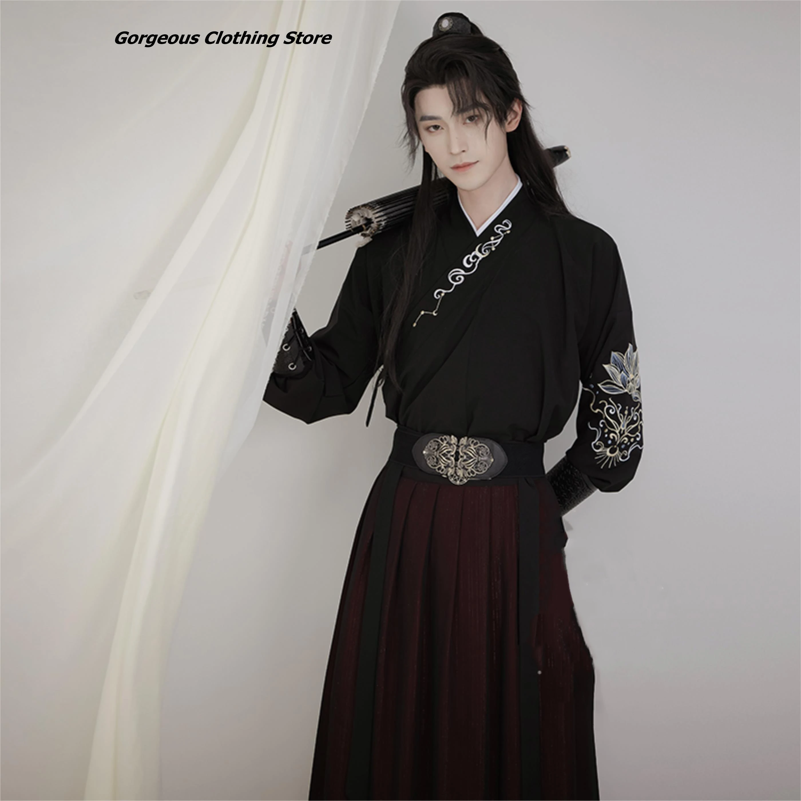 Japanese Embroidery Kimono Dress Men Samurai Costume Cosplay Cardigan ...
