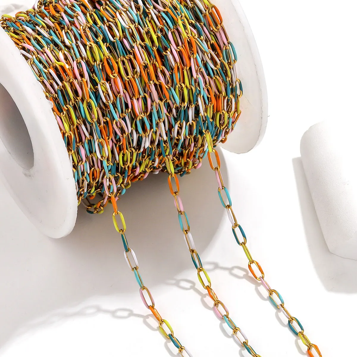 1-Meter-Stainless-Steel-Enamel-Chain-Gold-Oval-Link-Bulk-Chains-DIY ...