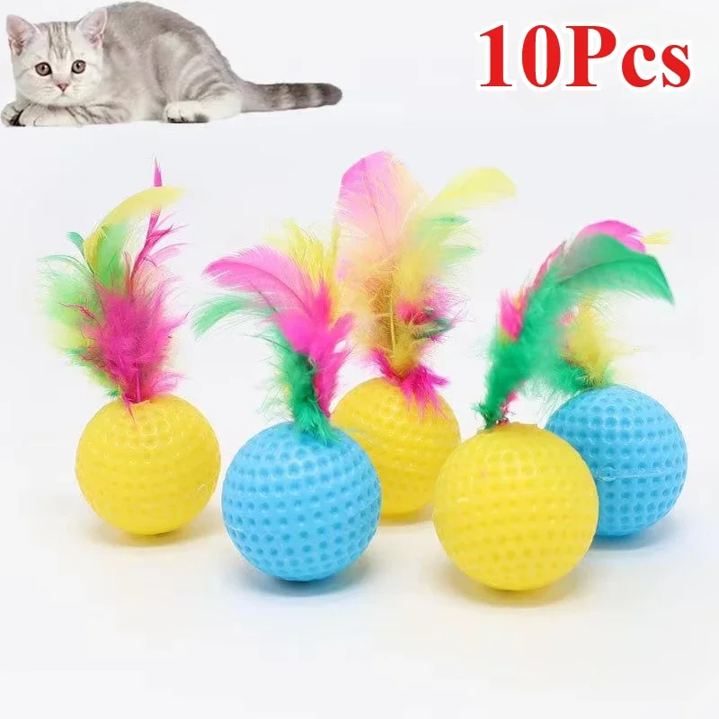 Cat Toys Funny Feather Rustling Cat Scratching Ball Toy Interactive ...