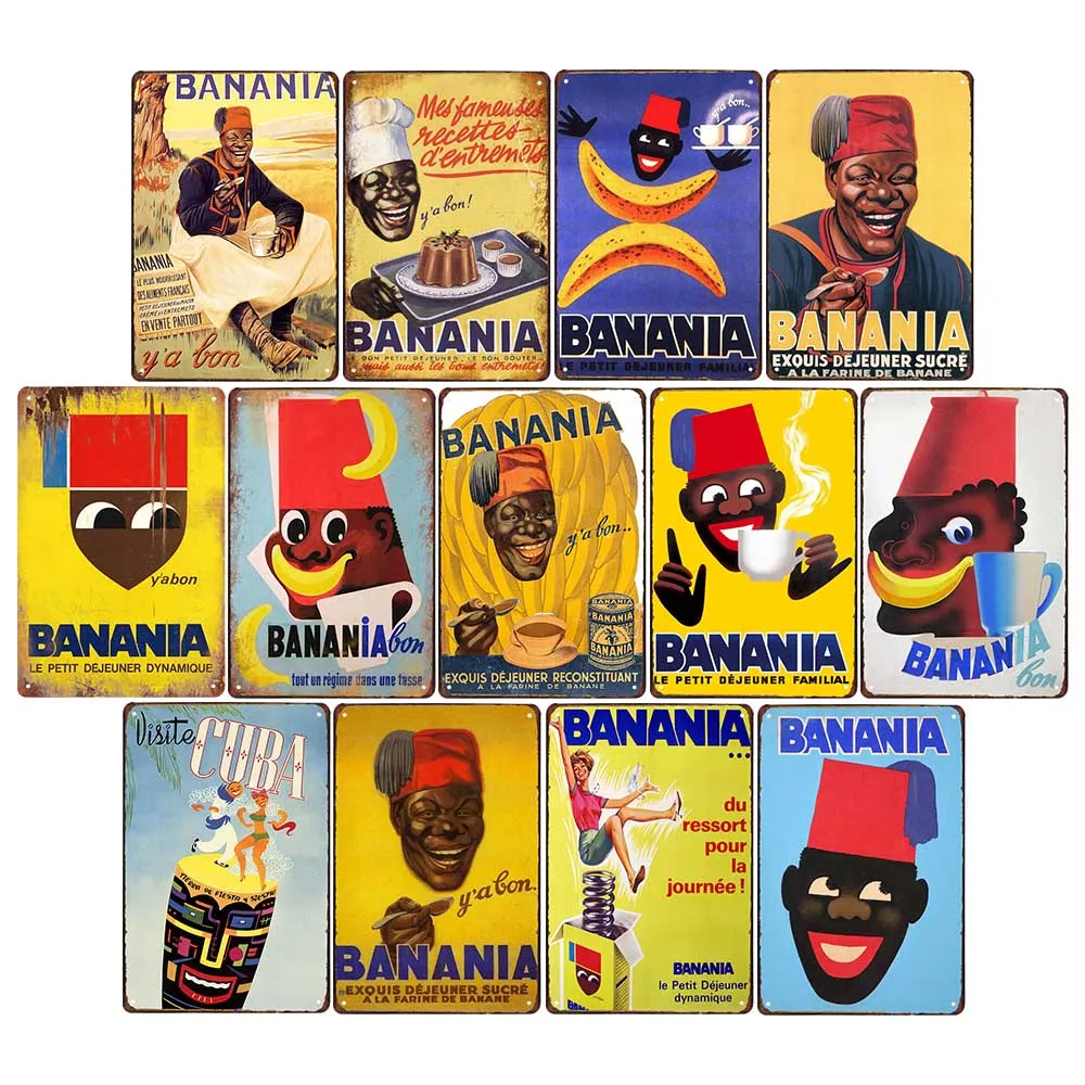 FOOD Metal Wall Art Signs BANANIA Hot Drink Tin Painting Poster ...