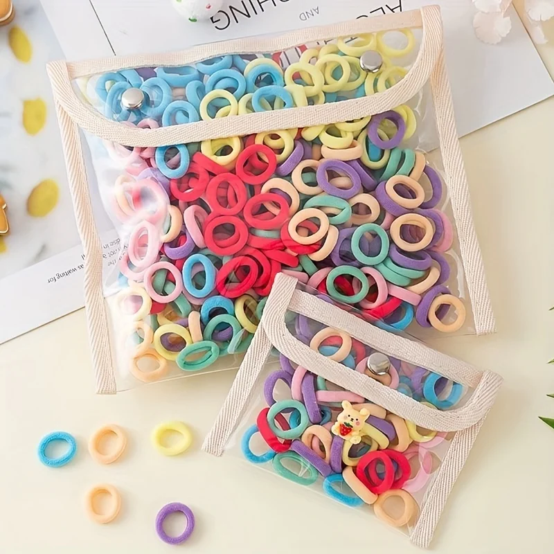 100pcs/set Elastic Colorful Hair Loops Ponytail Holder Stylish ...