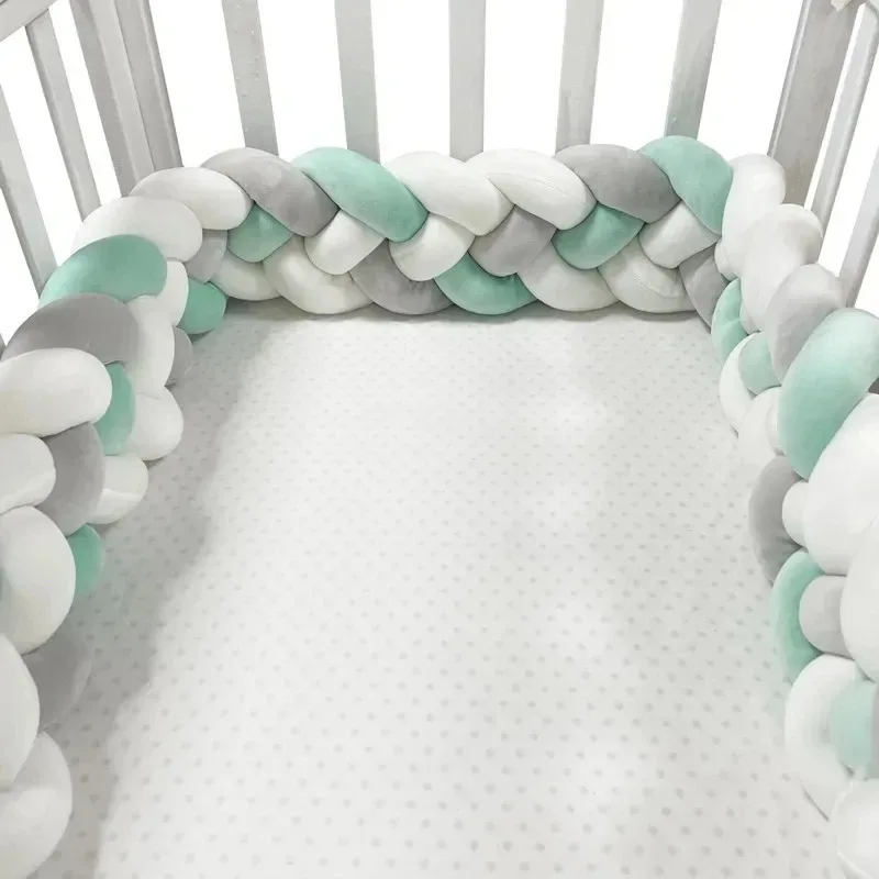 1-3M-Baby-Bed-Bumper-Handmade-Knotted-Braid-Weaving-Plush-Crib ...