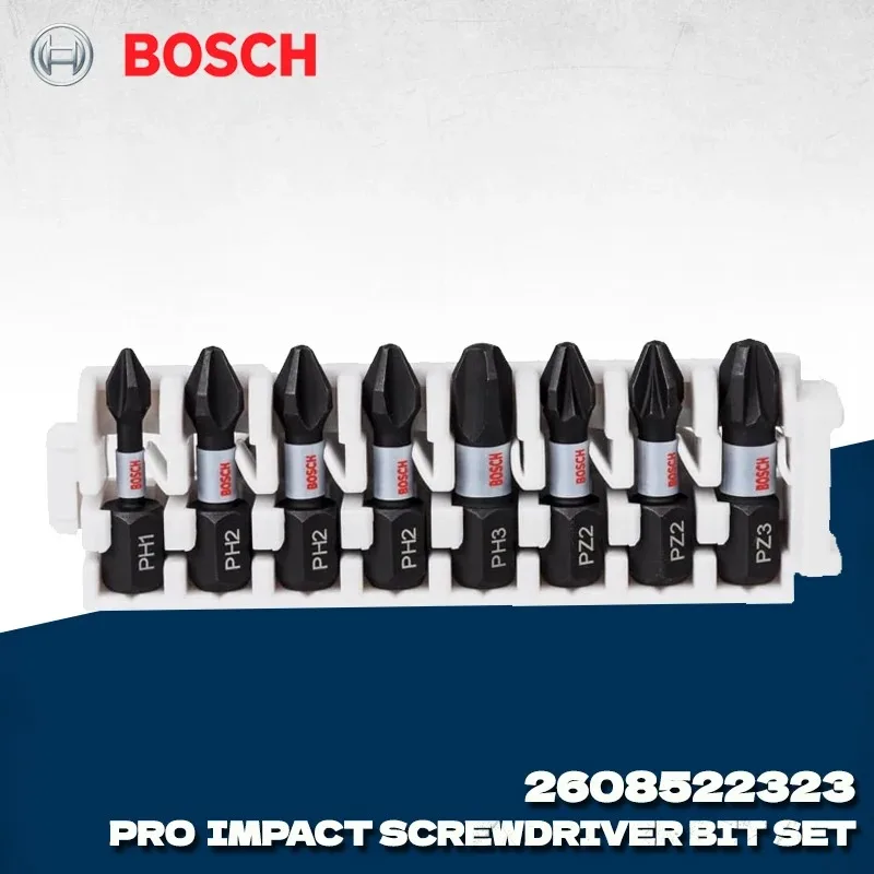 BOSCH 2608522323 PH1 PH2 PH3 PZ2 PZ3 25mm Screwdriver Bit Set 8-Piece ...