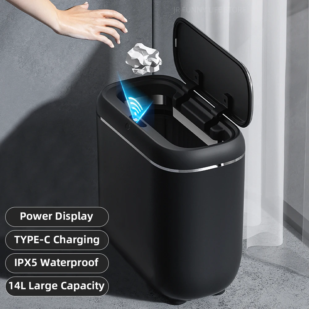 14L-Bathroom-Automatic-Sensor-Trash-Can-Narrow-Smart-Trash-Can ...