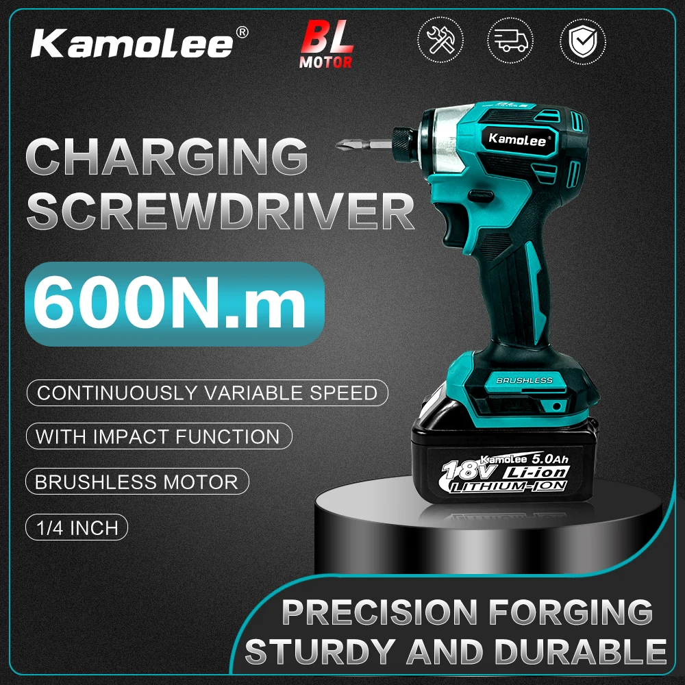 Kamolee 600Nm 무선 충전 전기 스크루드라이버 휴대용 미니 브러시리스 스크루드라이버 도구 세트 Makita 18-21V ...