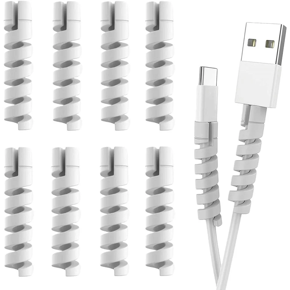 10Pcs Cable Protector Spiral Phone Charger Cable Saver Silicone Cable ...