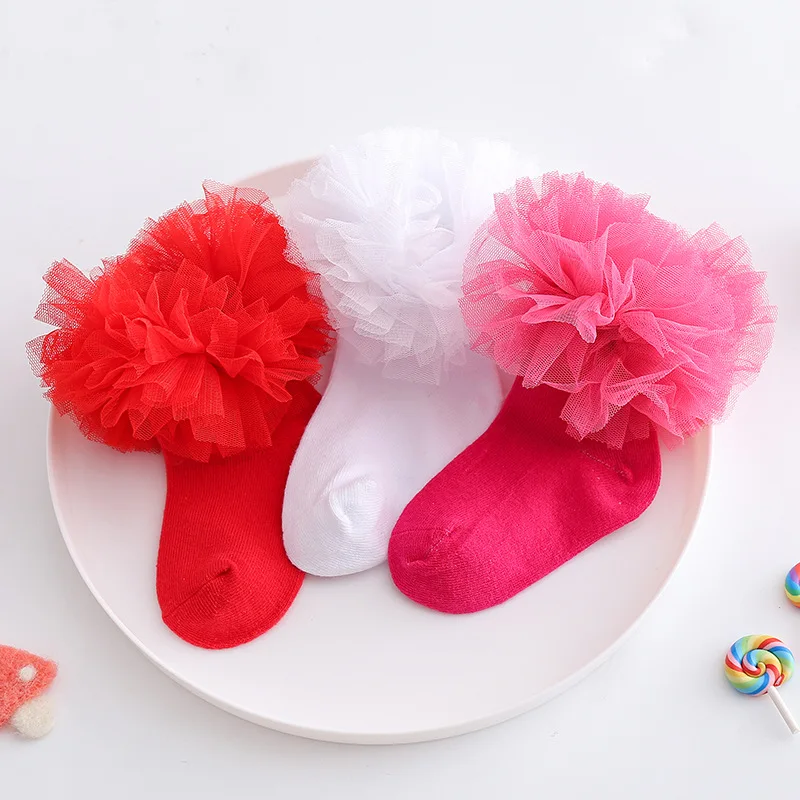 2-8T 3Pairs per Set Little Girls Socks Big Lace Fluffy Tutu Princess ...