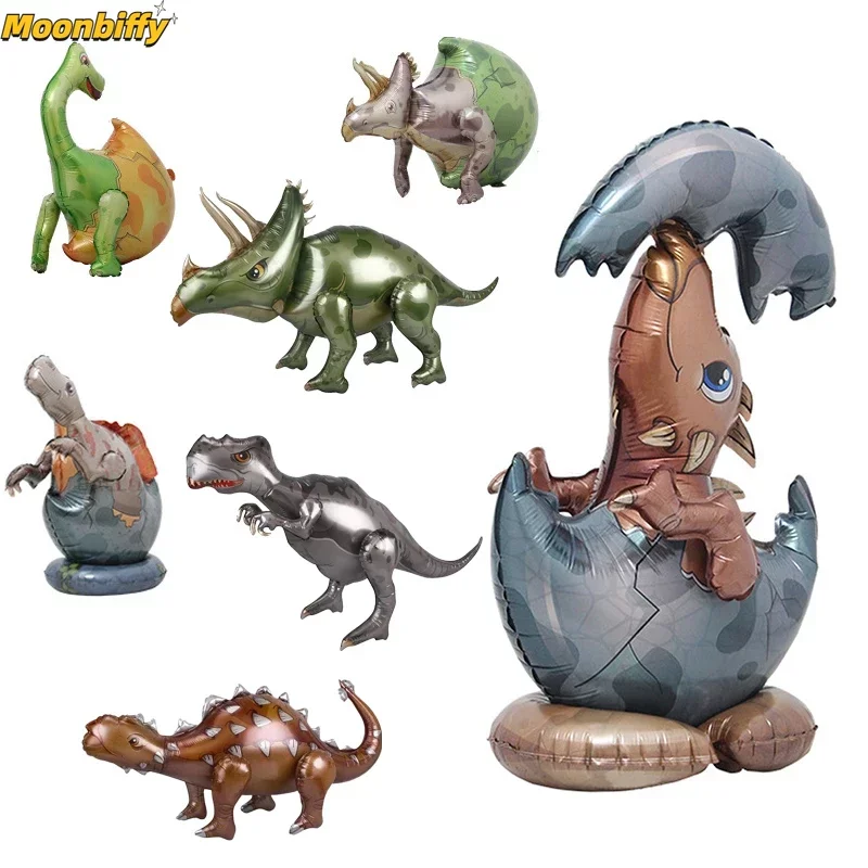 Large 4D Dinosaur Foil Balloons Jungle Animal Boys Birthday Party Decors Dragon Kids Toys Globos ...