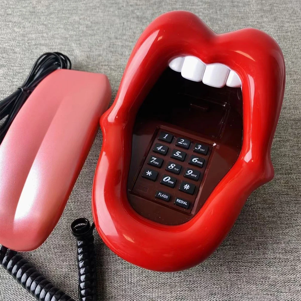 Landline-Phones-for-Home-Red-Mouth-Telephone-Novelty-Big-Tongue-Phone ...
