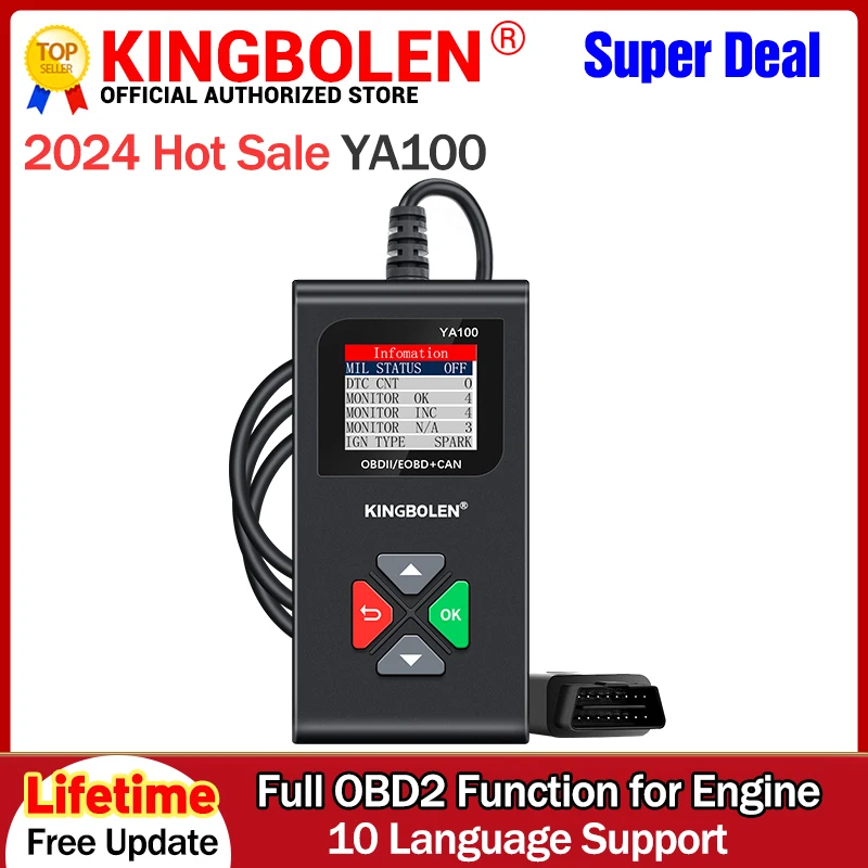 Kingbolen-YA100-OBD2-Scanner-Multilingual-Car-Diagnostic-Tool-check-Engine-Code-Reaer-Lifetime ...