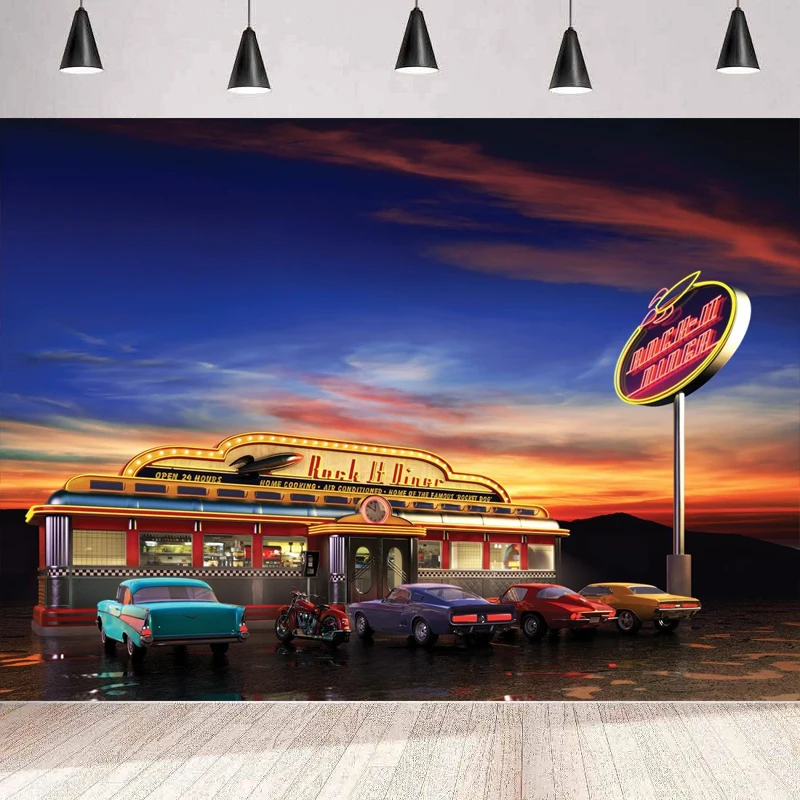 Retro-Nostalgia-50S-60S-Photography-Backdrop-Vintage-Eatery-Dinner ...