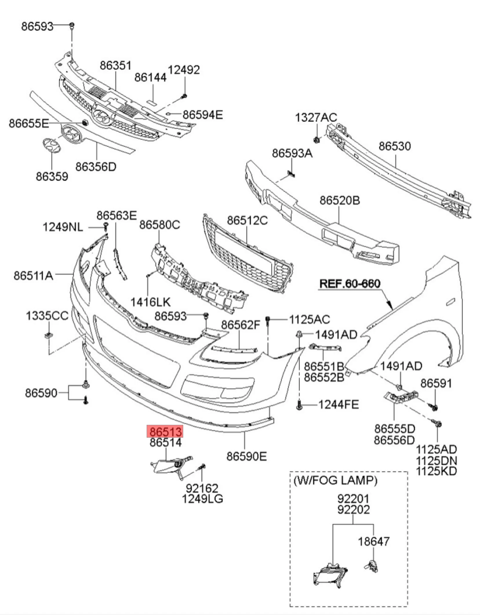 86513-2L000-10pcs-Front-Left-Bumper-Guide-Bracket-Orig-Hyundai-I30-10 ...