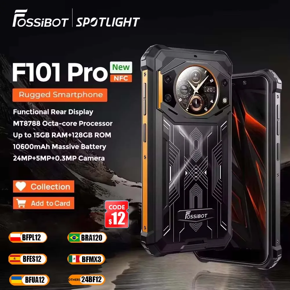 Fossibot-F101-Pro-Rugged-Smartphone-10600mAh-15GB-128GB-IP68-Waterproof ...