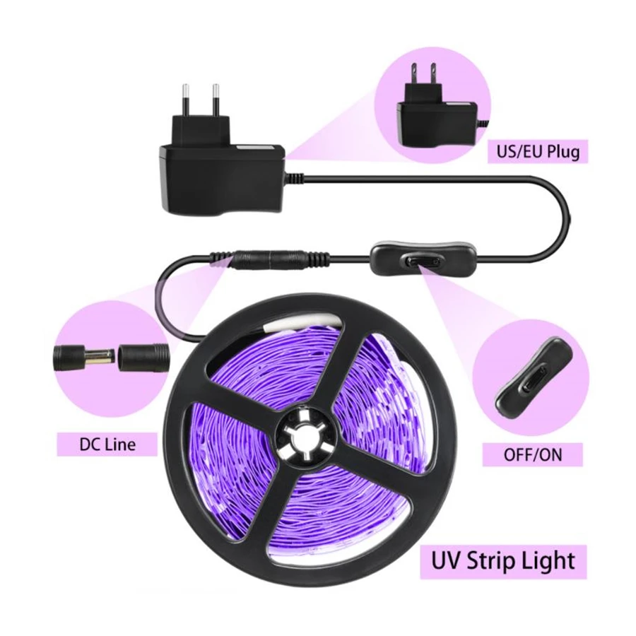 5-20-Meters-12V-2835-Ultraviolet-385-400nm-LED-Strip-Light-UV-LED-Tape ...