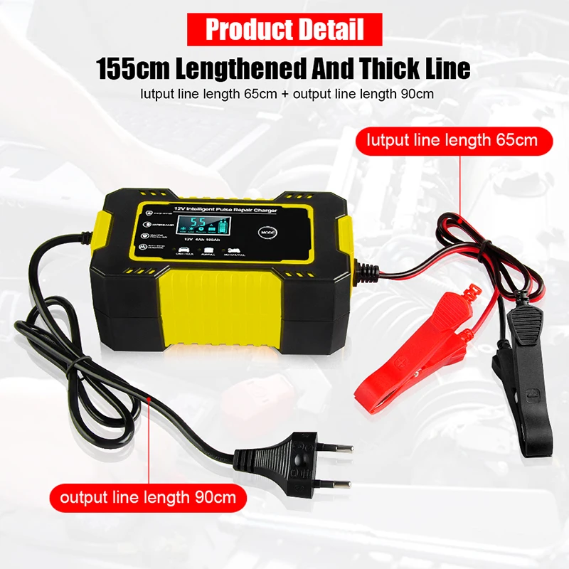 6a 12v Digital Car Battery Charger Fully Automatic Repair Charge For ...