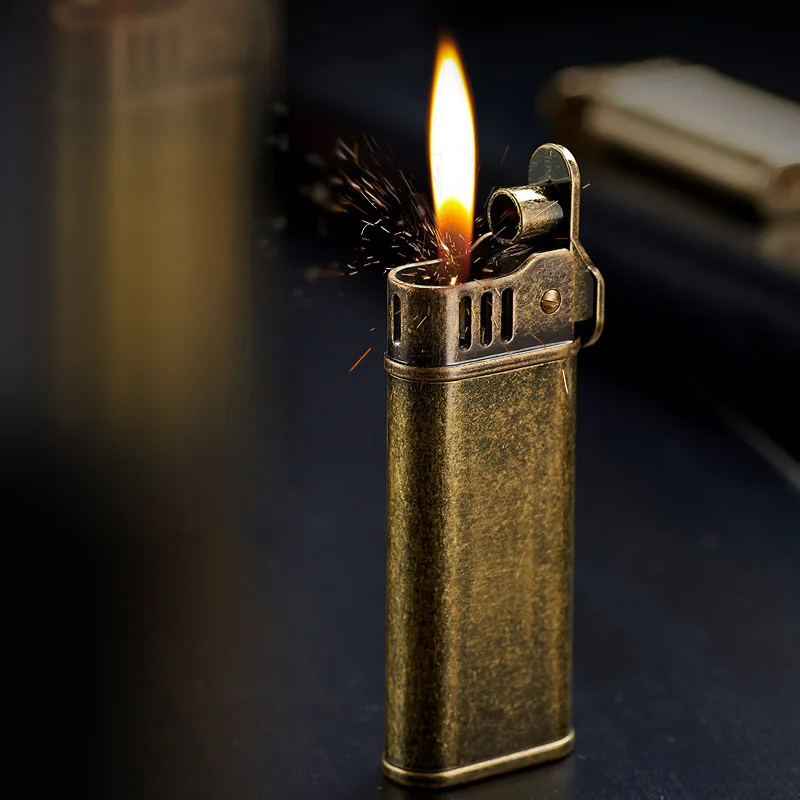 Creative-Grinding-Wheel-Kerosene-Lighter-Copper-Alloy-Vintage-Gasoline ...