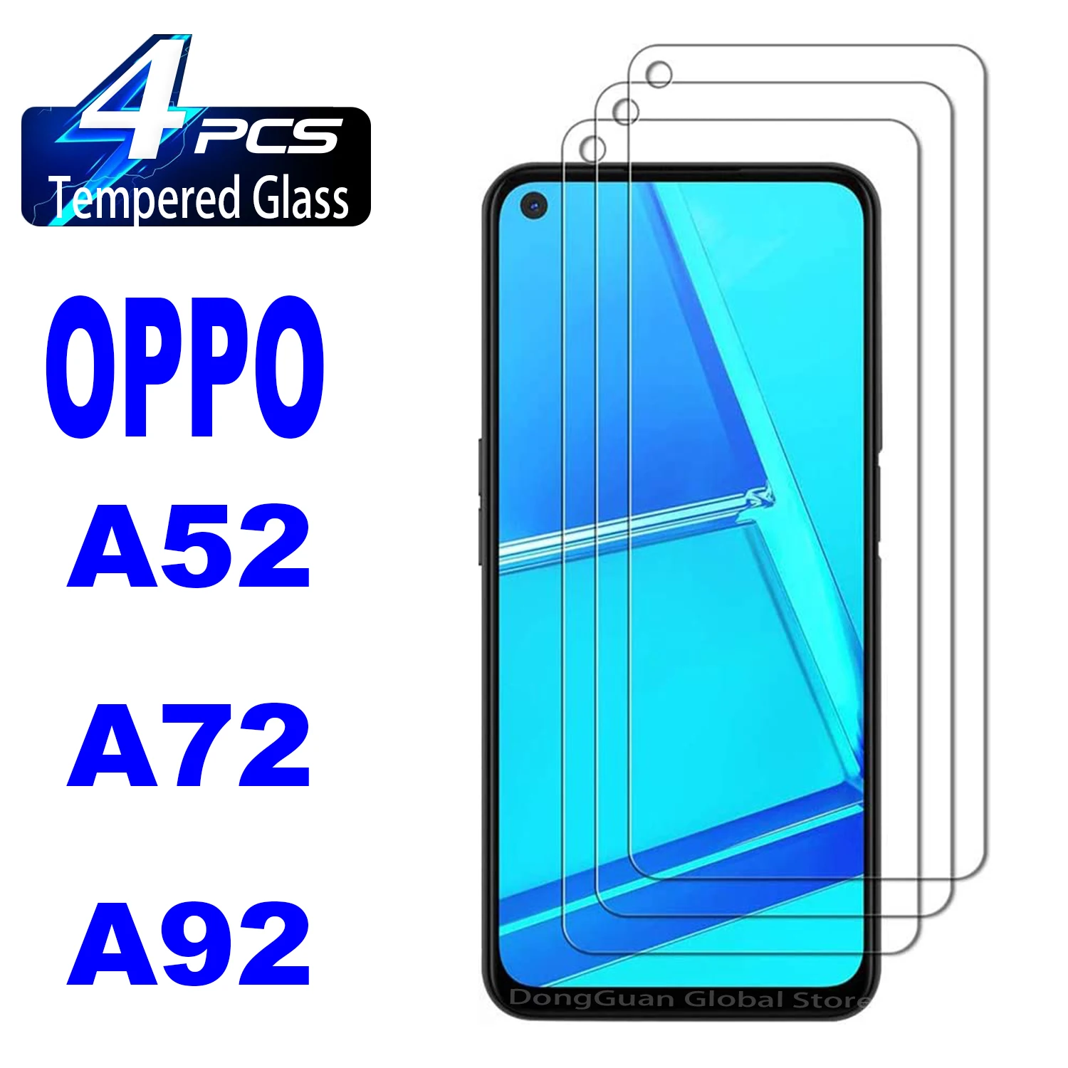 2/4Pcs Tempered Glass For OPPO A52 A72 A92 Screen Protector Glass ...