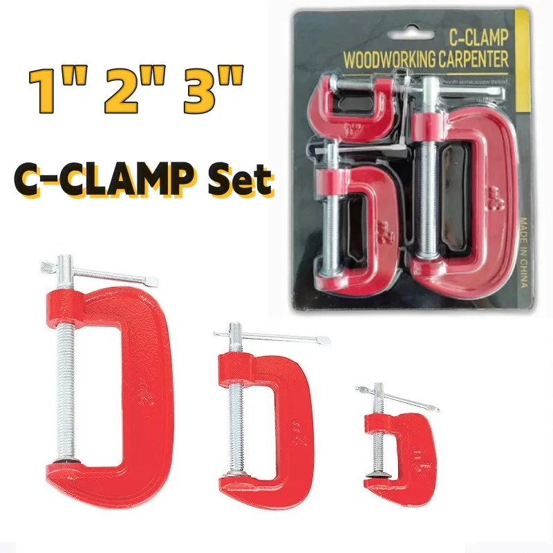 3PCS-Clamps-Set-C-Clamps-Durable-Jaw-Opening-Industrialize-Throat-Depth ...