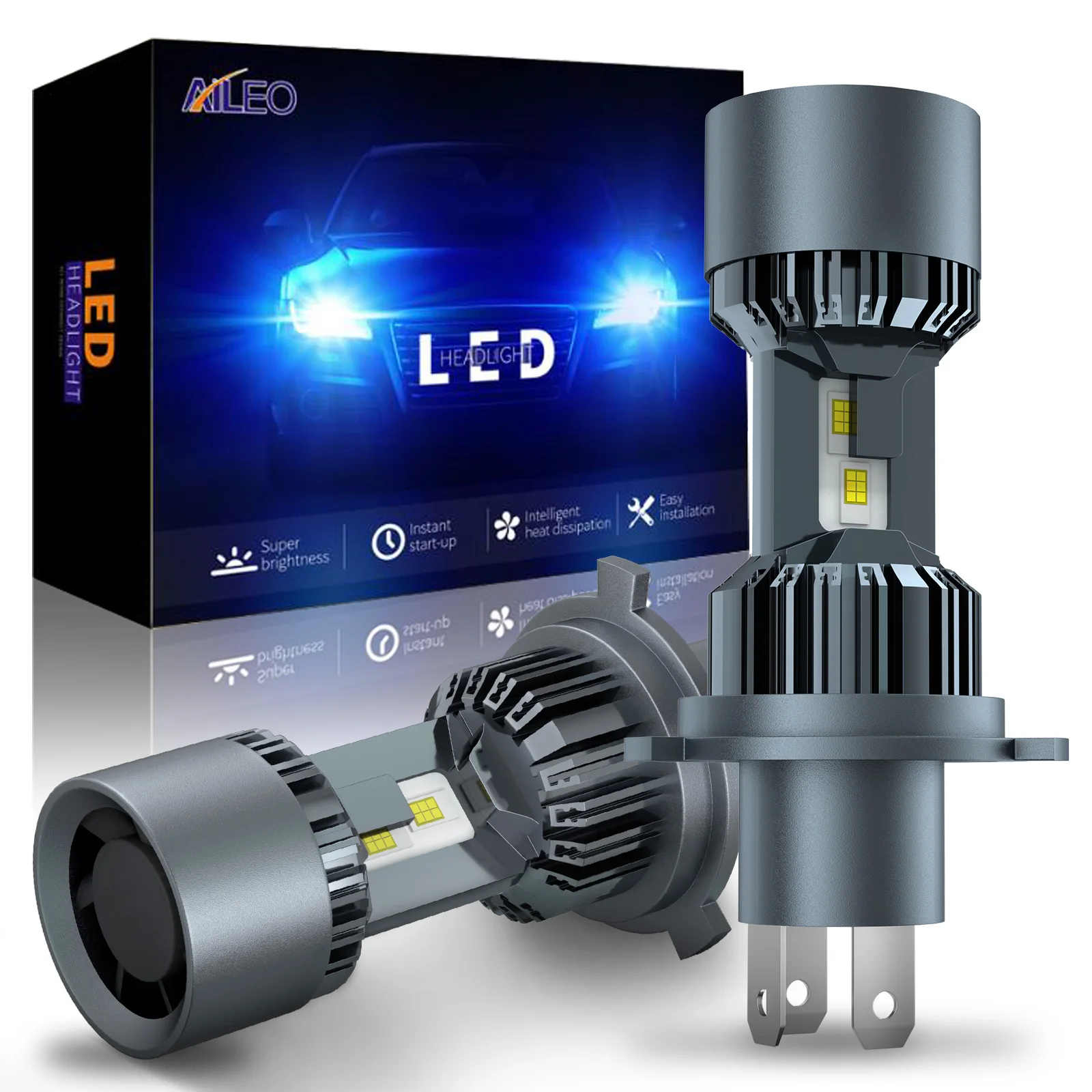 Aileo h4 led canbus livre de erros 6500k branco puro 9003 hb2 hi/lo feixe luzes led para ...
