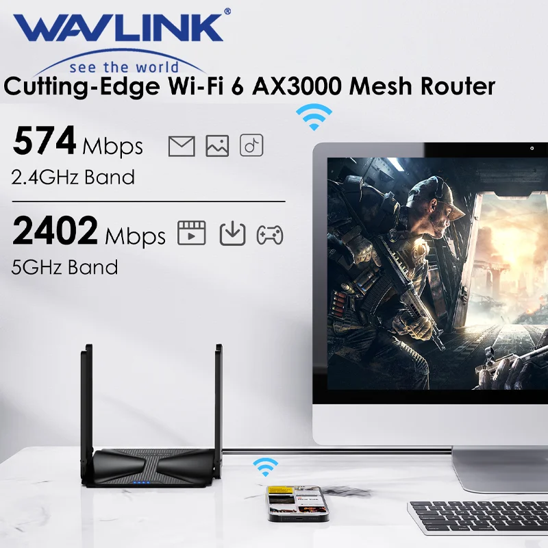 Wavlink-Wi-Fi-6-AX3000-Dual-Band-Mesh-Wireless-Router-External-Signal ...