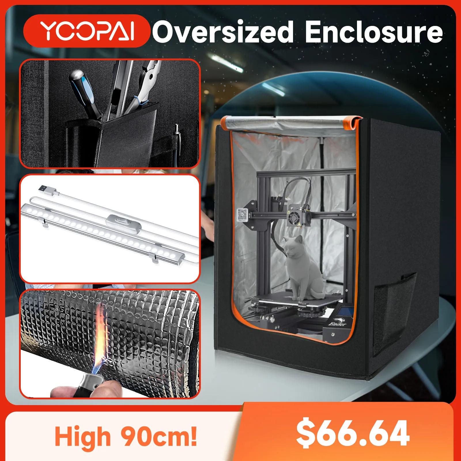 YOOPAI 3D Printer Ender Enclosure LED lighting Constant Temperature for ...