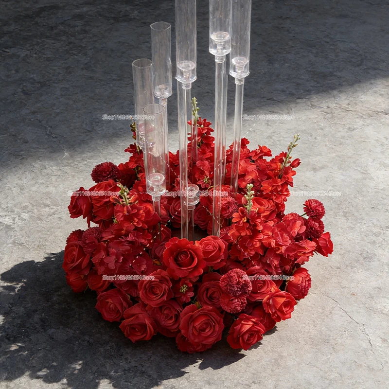 Luxury Artificial Red Rose hyacinth Wreath Wedding Arch Decor Hang ...