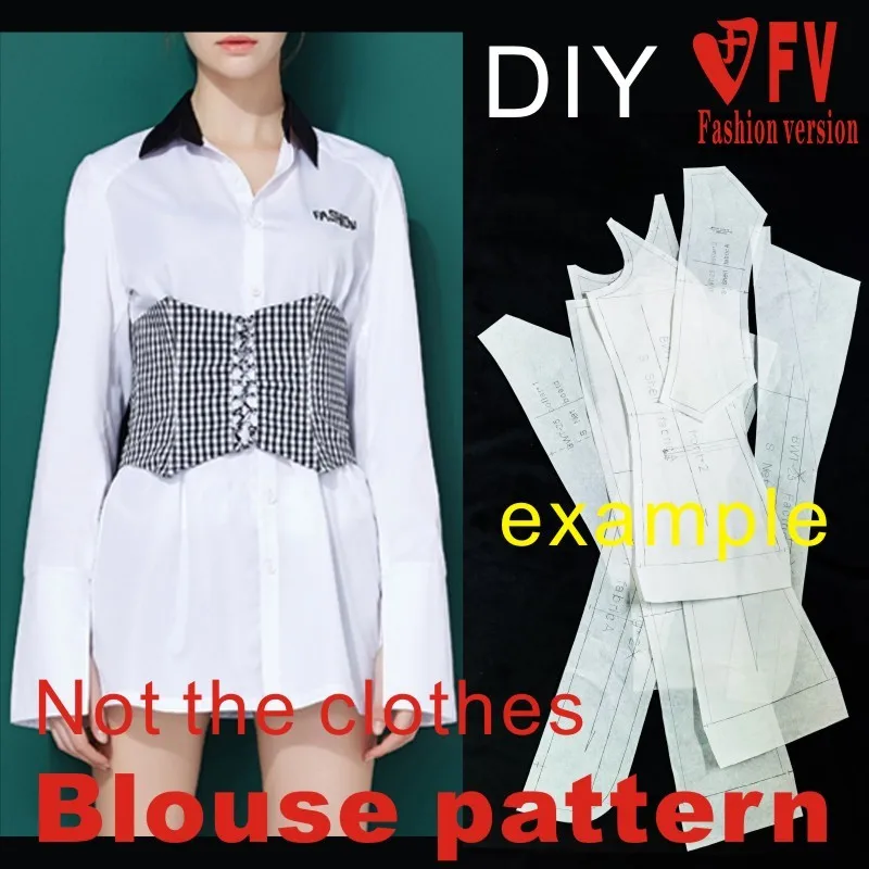 Shirt Pattern Women's Fashion Girdle Long-sleeved Shirt Cutting ...