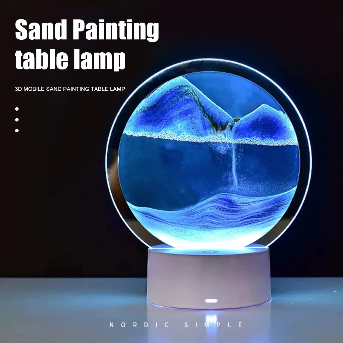 Moving Sand Art Table Lamp, Usb Led Craft Quicksand 3d Natural ...