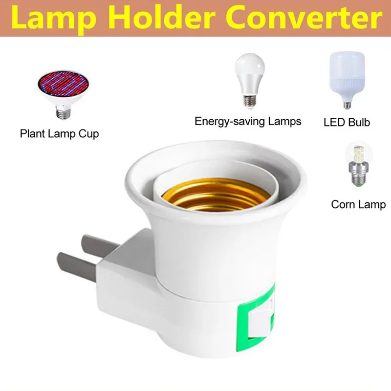 E27 220V 6A LED Light Male Socket To EU/US Plug Holder Bulb Adapter ...
