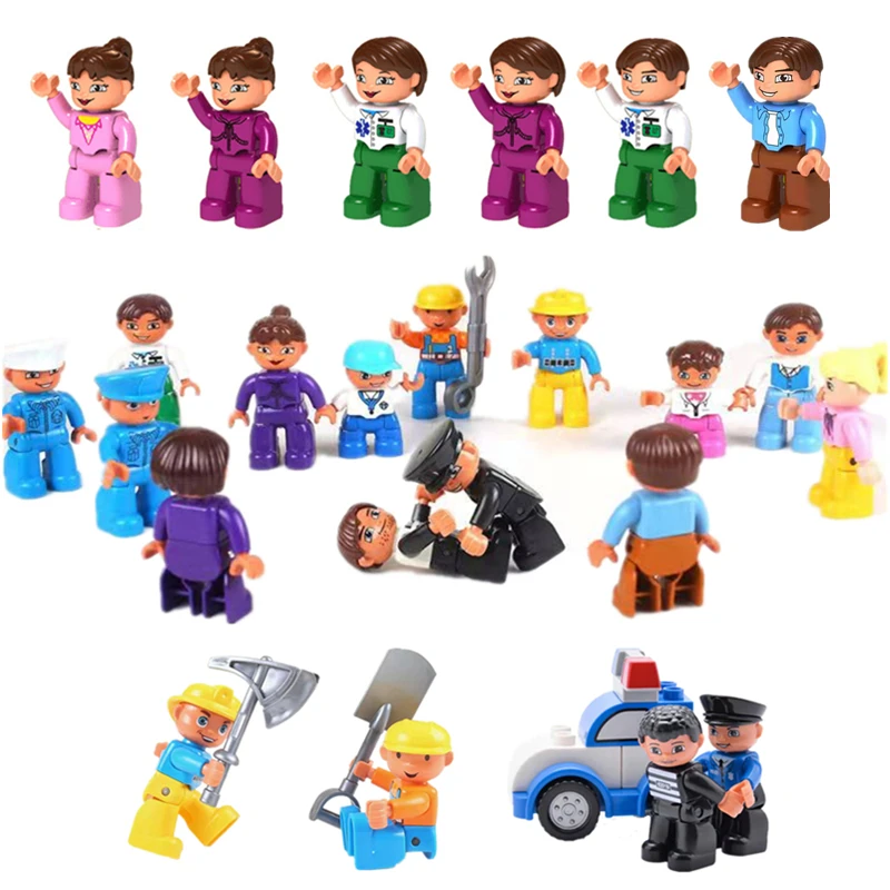 Big Size Building Blocks Occupation Figures Dolls Family Workers ...
